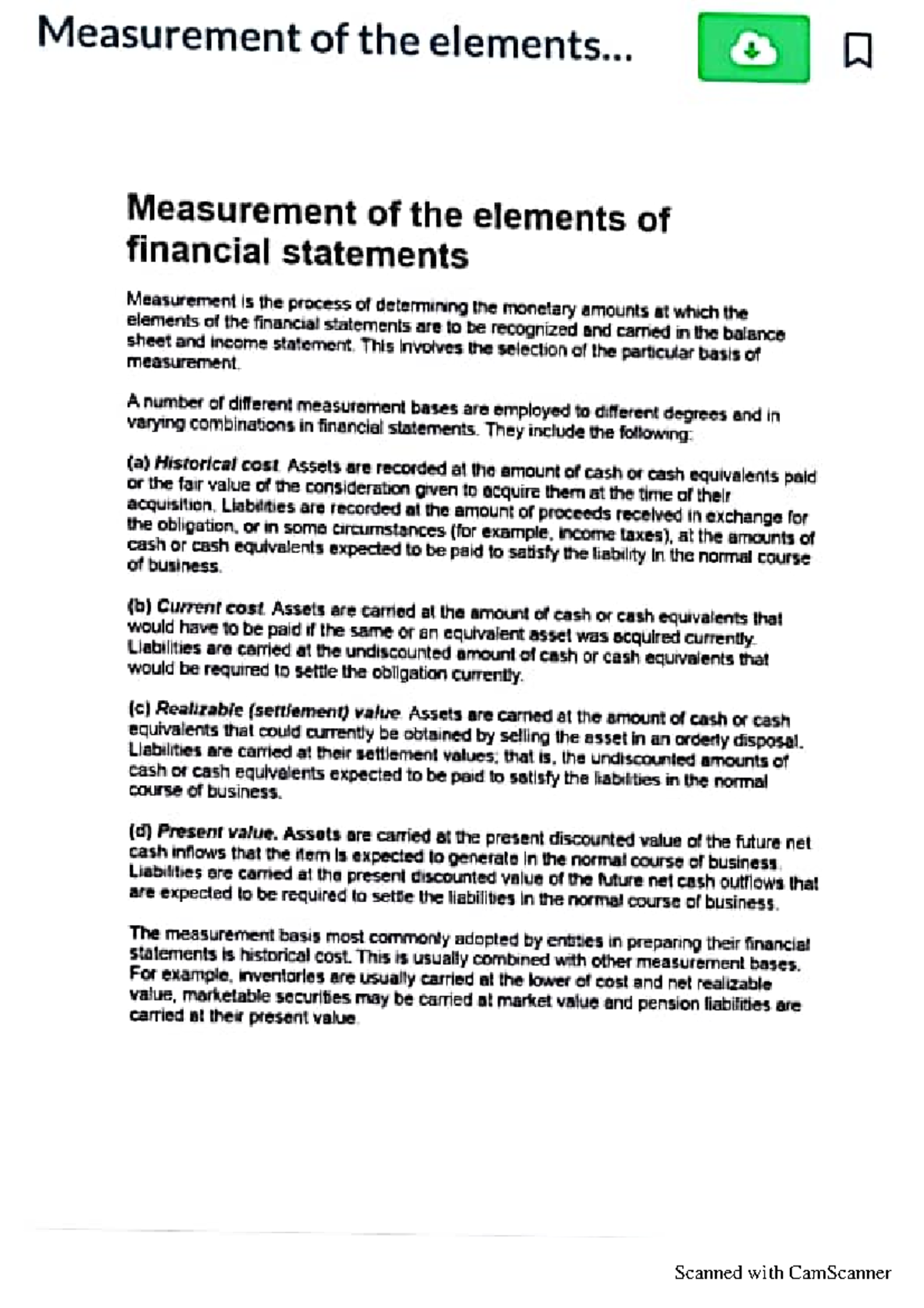 Measurement of financial statement - Intermediate Accounting - Scanned ...