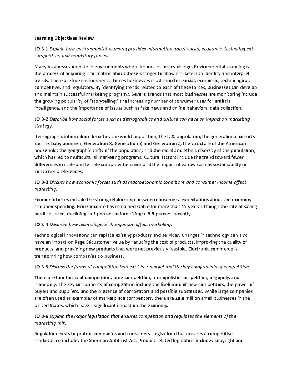 Ch. 3 Learning Objectives Review - Learning Objectives Review LO 3-1 ...