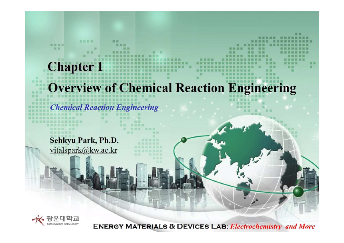 CRE Ch1 - Lecture notes 1-1 - Chemical Reaction Enginerring - Studocu