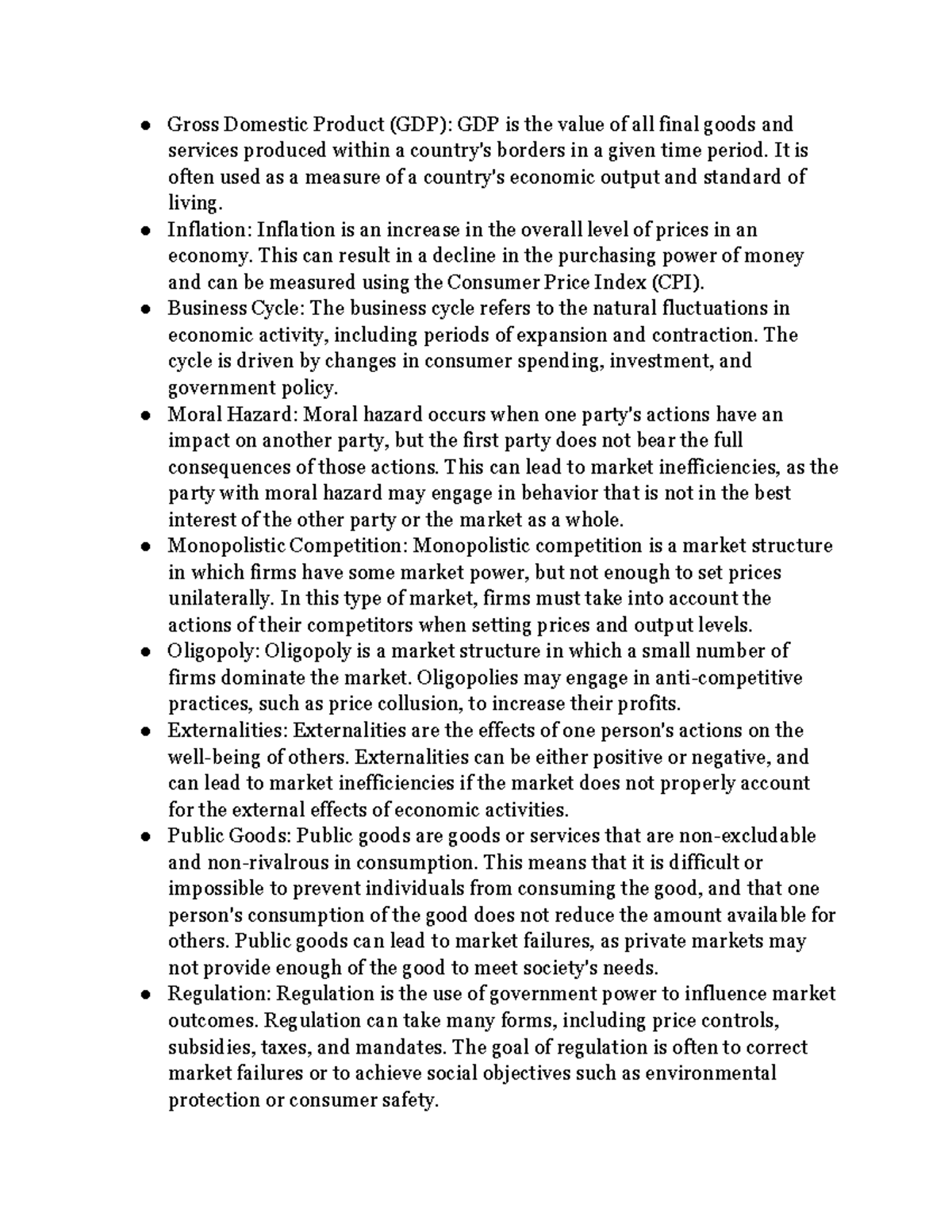 Macroeconomics notes - Gross Domestic Product (GDP): GDP is the value ...