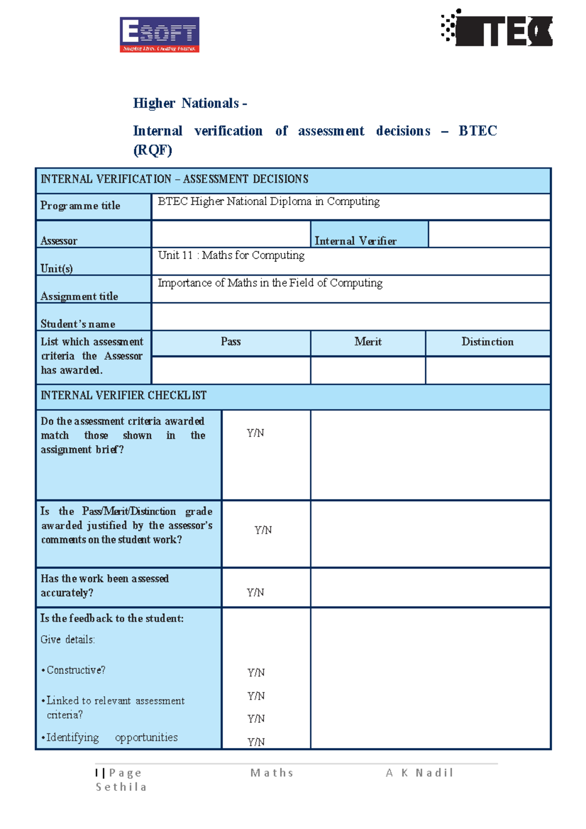 Maths Downloaded - Higher Nationals - Internal verification of ...