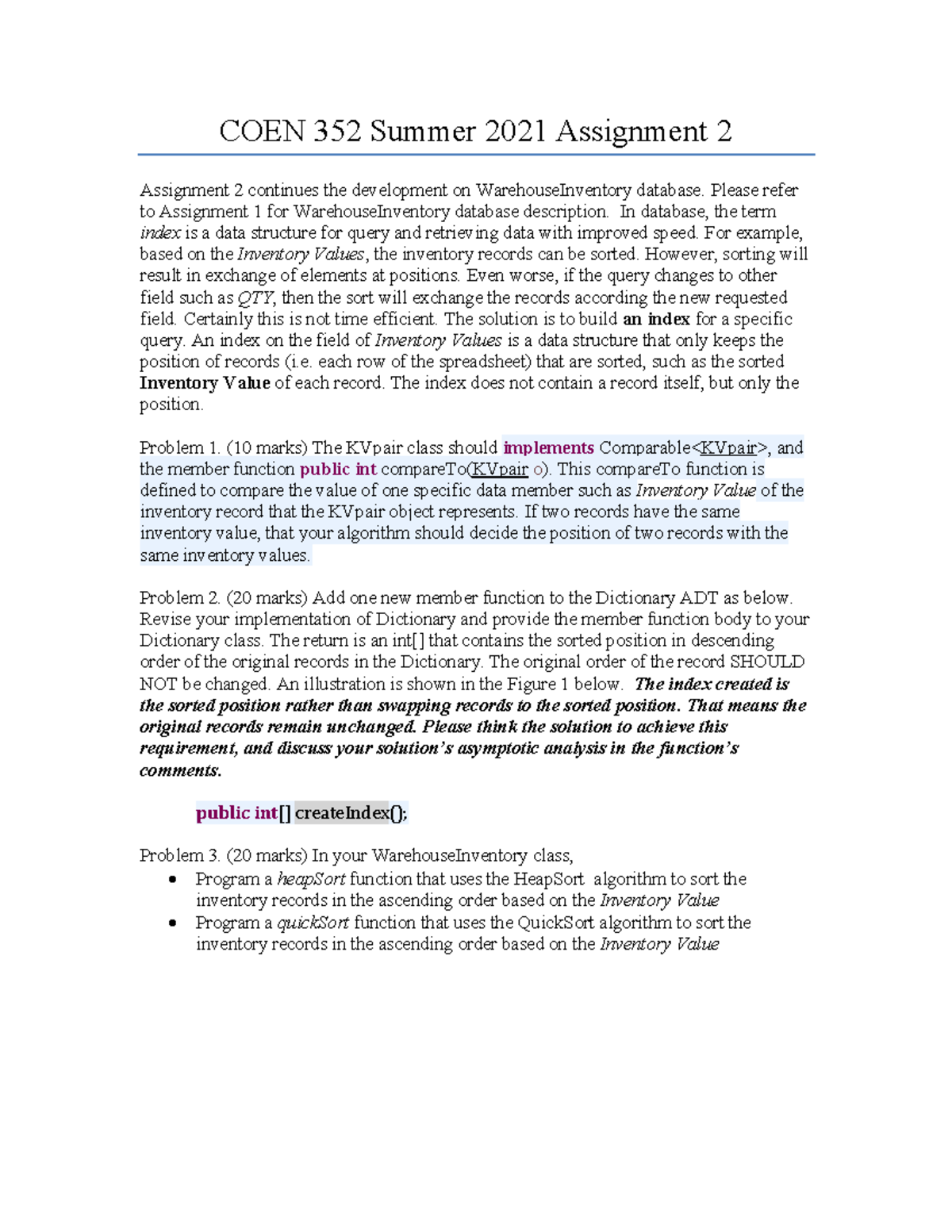 COEN 352 Summer 2020 Assignment 2 - COEN 352 Summer 2021 Assignment 2 Assignment 2 continues the ...