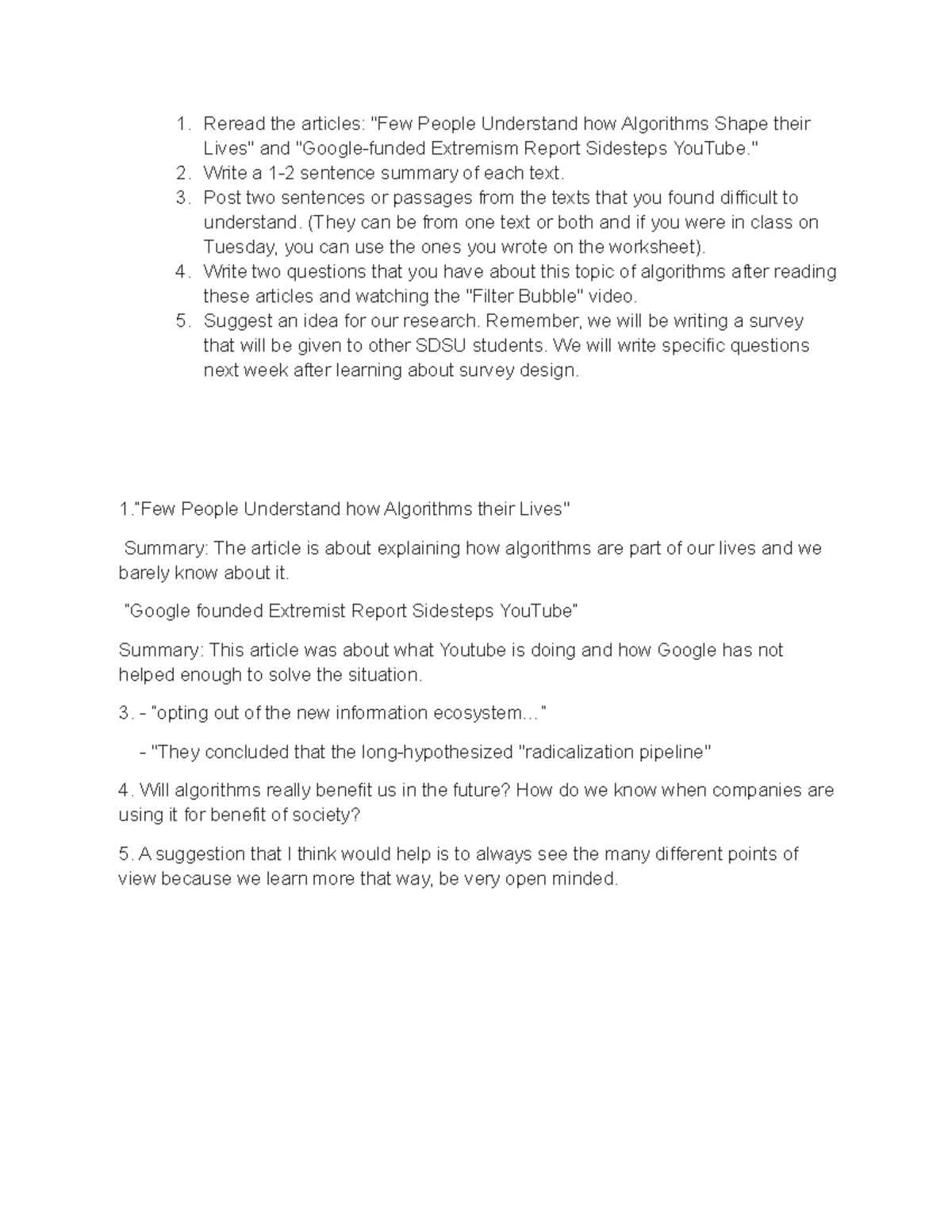 Discussion algorithms - Reread the articles: "Few People Understand how ...