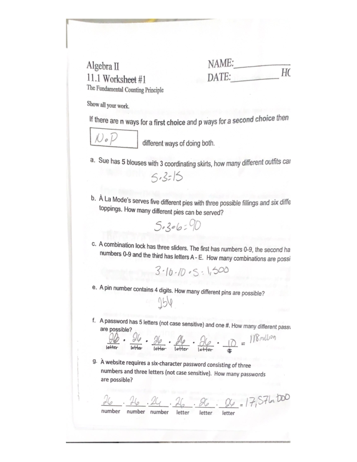 Algebra II worksheet 1 - HPE 265 - Studocu