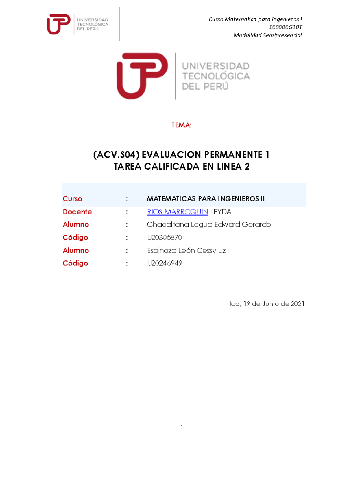 (ACV-S04) Evaluación Permanente 1 - Evaluación en linea calificada 2 - Curso Matemática para ...