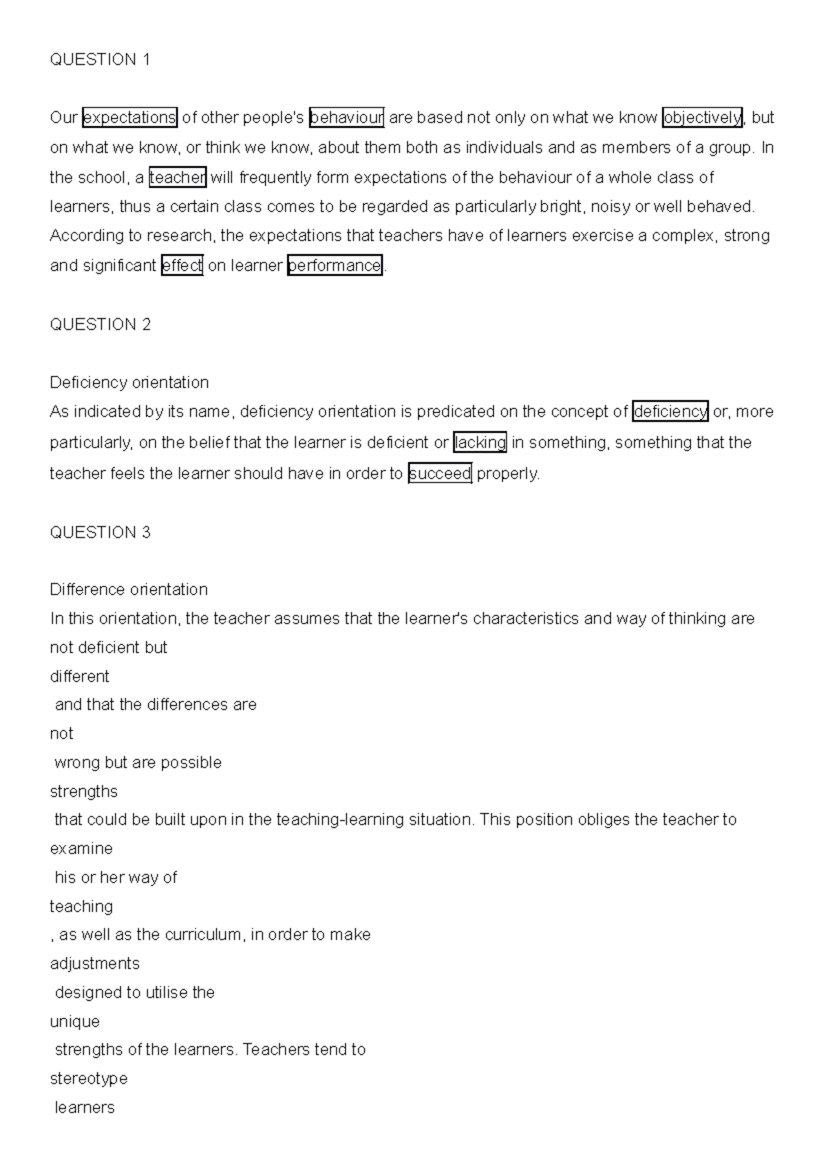 ICE Task 4 - ICE Task 4 - QUESTION 1 Our expectations of other people's ...