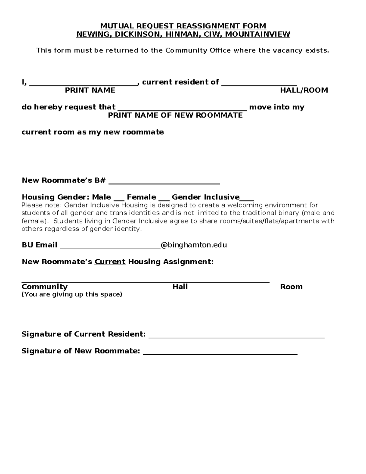 Mutual Request Reassignment FORM - MUTUAL REQUEST REASSIGNMENT FORM ...