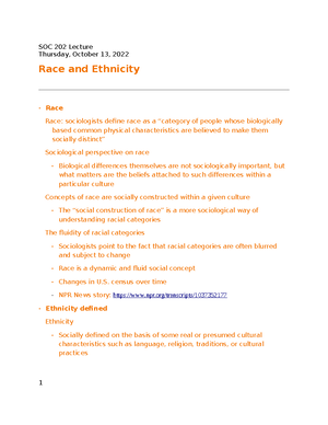 SOC 202 Lecture Week 4 - Principles of Sociology SOC 202 Dr. Tom ...