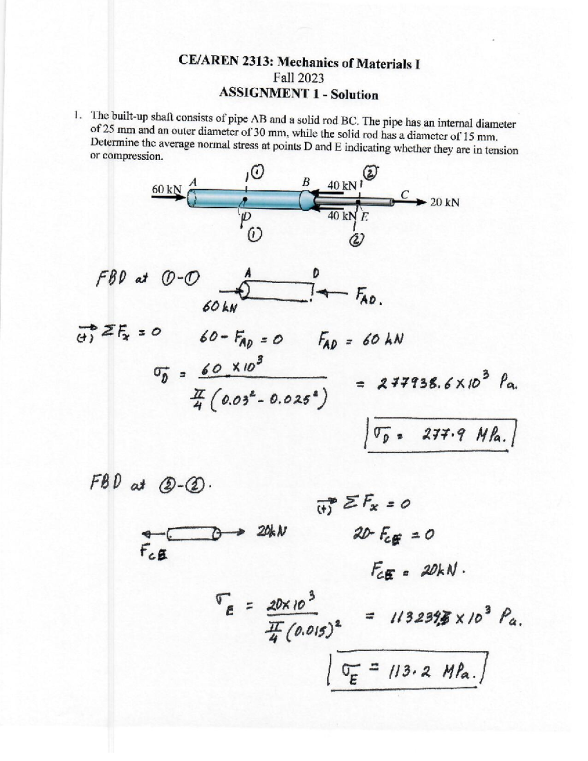 Assignment 1 - Solution - CE 2313 - Studocu