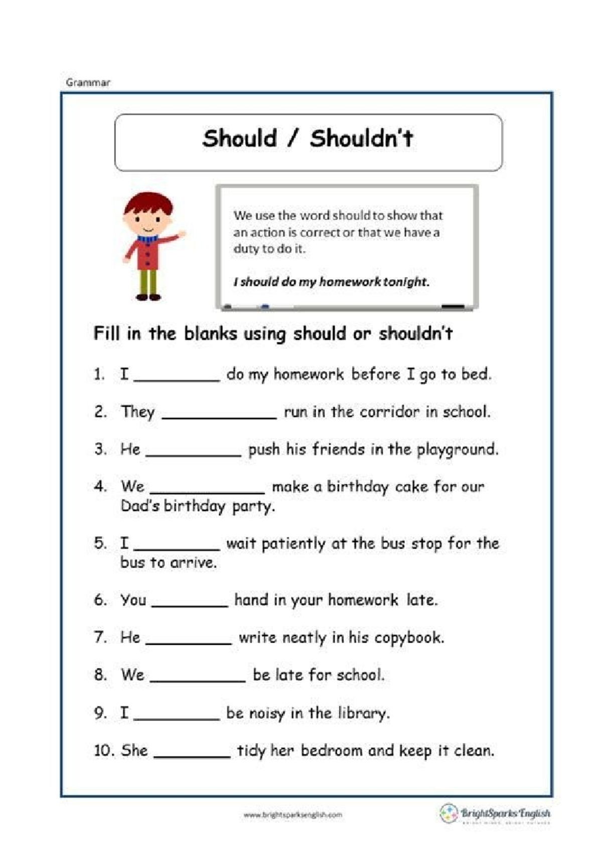 Should or shouldn´t - Tare 3 201 - Grammar Should We use the word ...