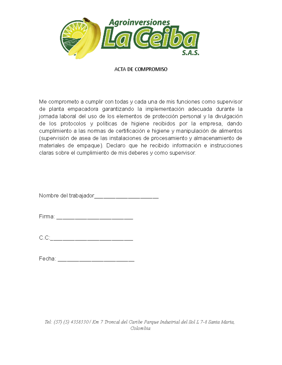 ACTA DE Compromiso Naranjito - ACTA DE COMPROMISO Me comprometo a ...