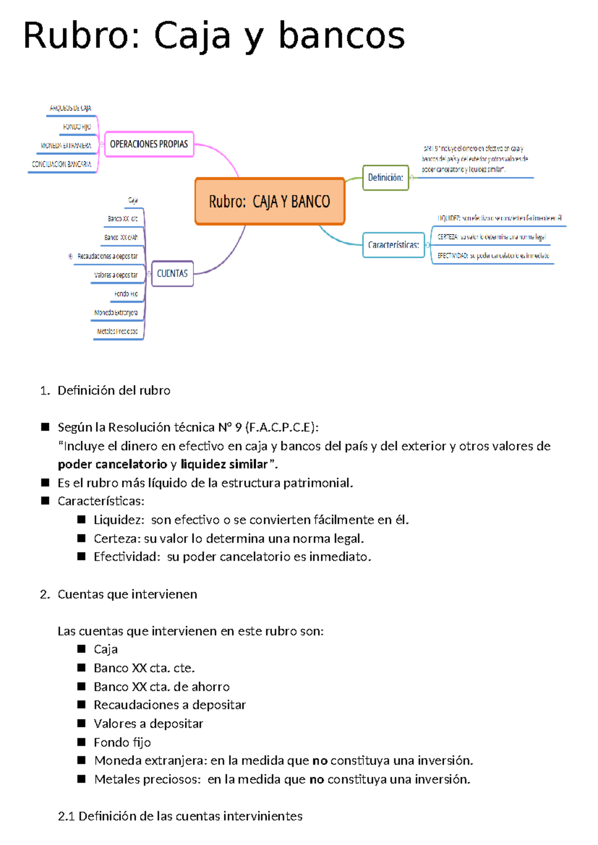Rubro CAJA Y Banco - Rubro: Caja y bancos 1. Definición del rubro Según ...