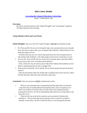 Pre-Referral Process - completed iris module assignment receiving a 100 ...