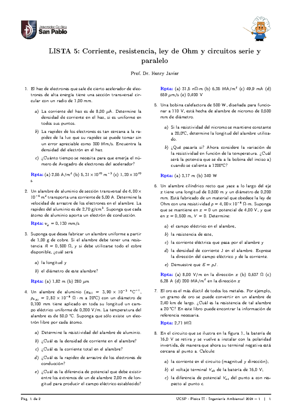 Lista 5-F3 05 Corriente Resistencia - LISTA 5: Corriente, resistencia ...
