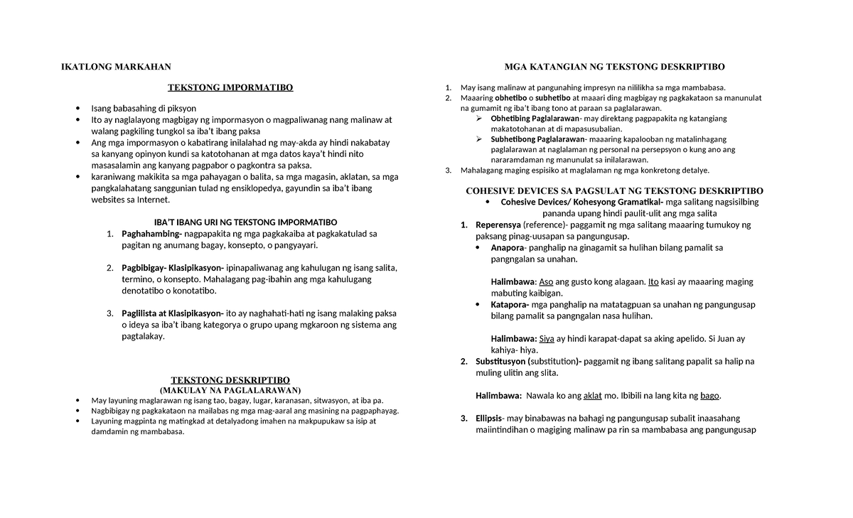Pagbasa AT Pagsusuri Module - IKATLONG MARKAHAN TEKSTONG IMPORMATIBO ...