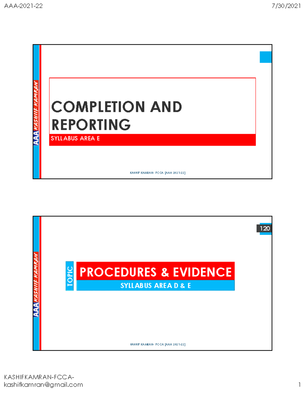 B3 Completion AND Reporting - KASHIFKAMRAN-FCCA- AAA SMART COURSE ...