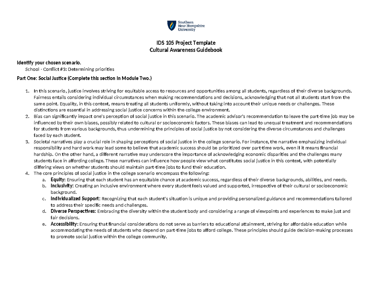 IDS 105 Project - Guidebook, choose scenario, communication and collaboration, strategies, - Studocu