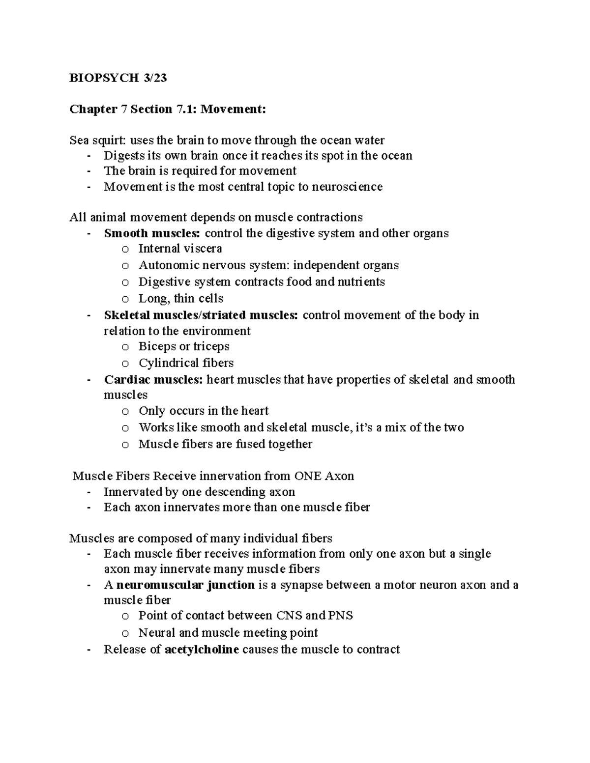 Psych CHP 7 Movement - BIOPSYCH 3/ Chapter 7 Section 7: Movement: Sea ...