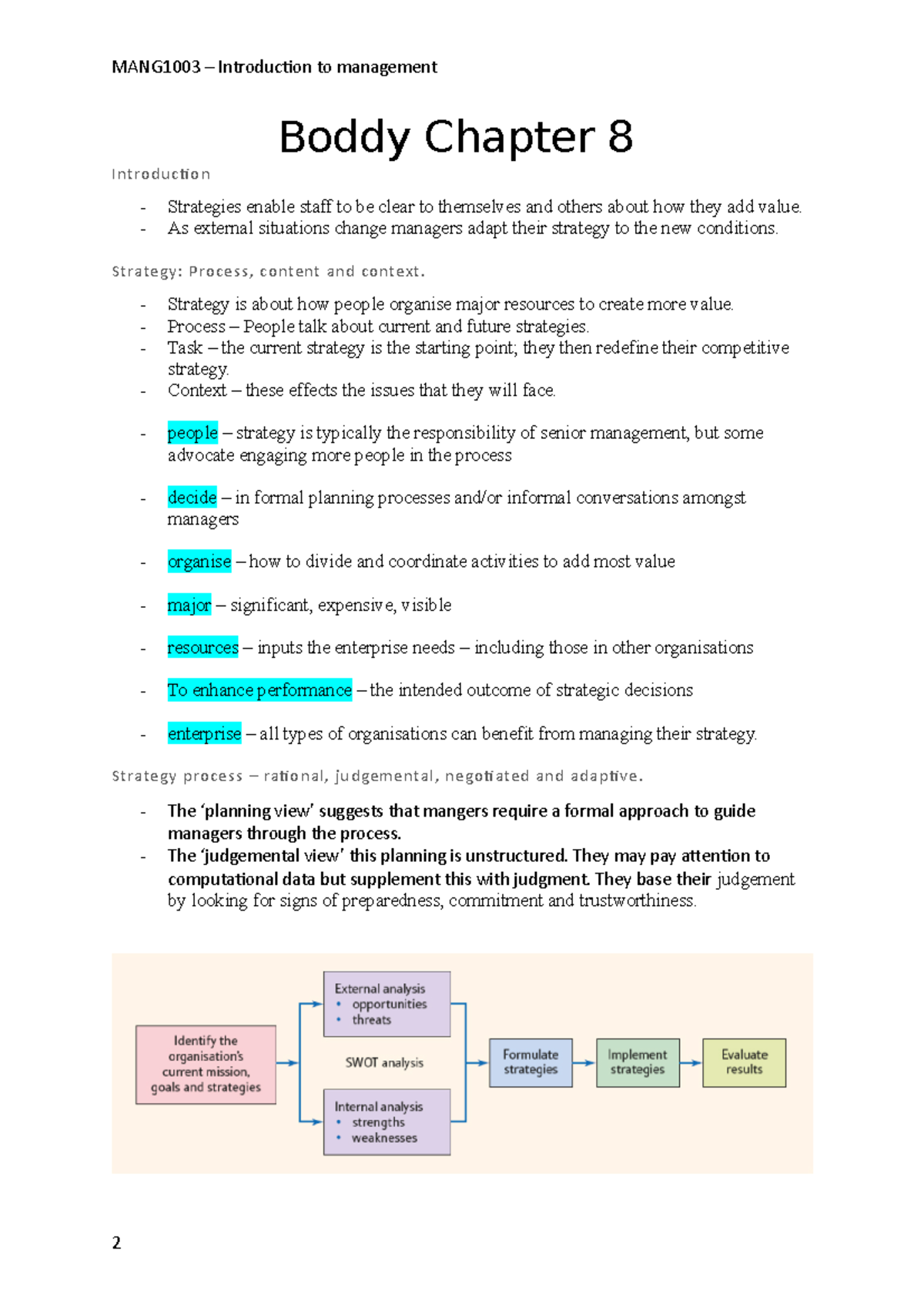 Boddy Chapter 8 - Management - MANG1003 - Southampton - Studocu