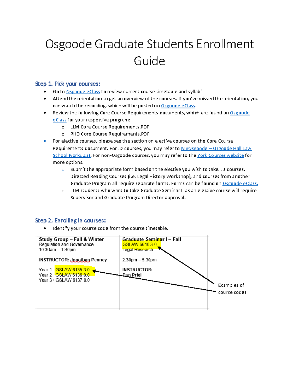 Enrollment Guide - Osgoode Graduate Students Enrollment Guide Step 1 ...