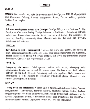 Devops Unitwise imp questions - DevOps Unitwise Important Questions Unit- 1 Short answer ...