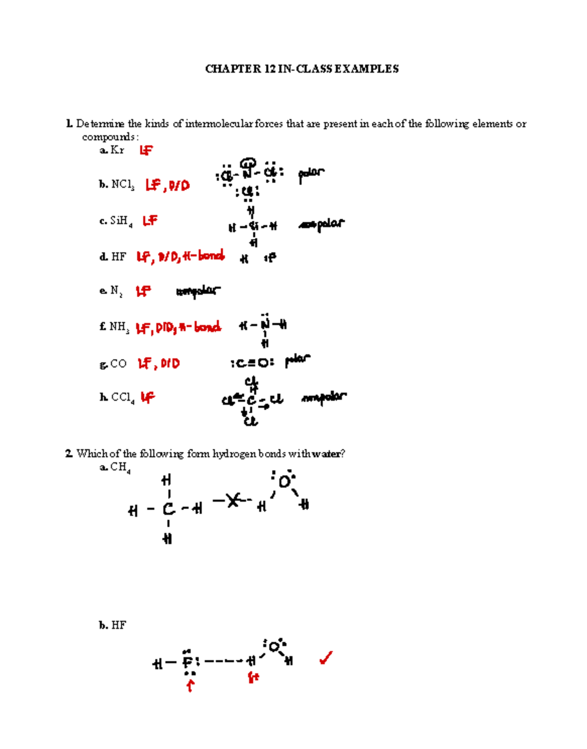 Chapter 12 In-Class Examples - CHAPTER 12 IN-CLASS EXAMPLES Determine ...