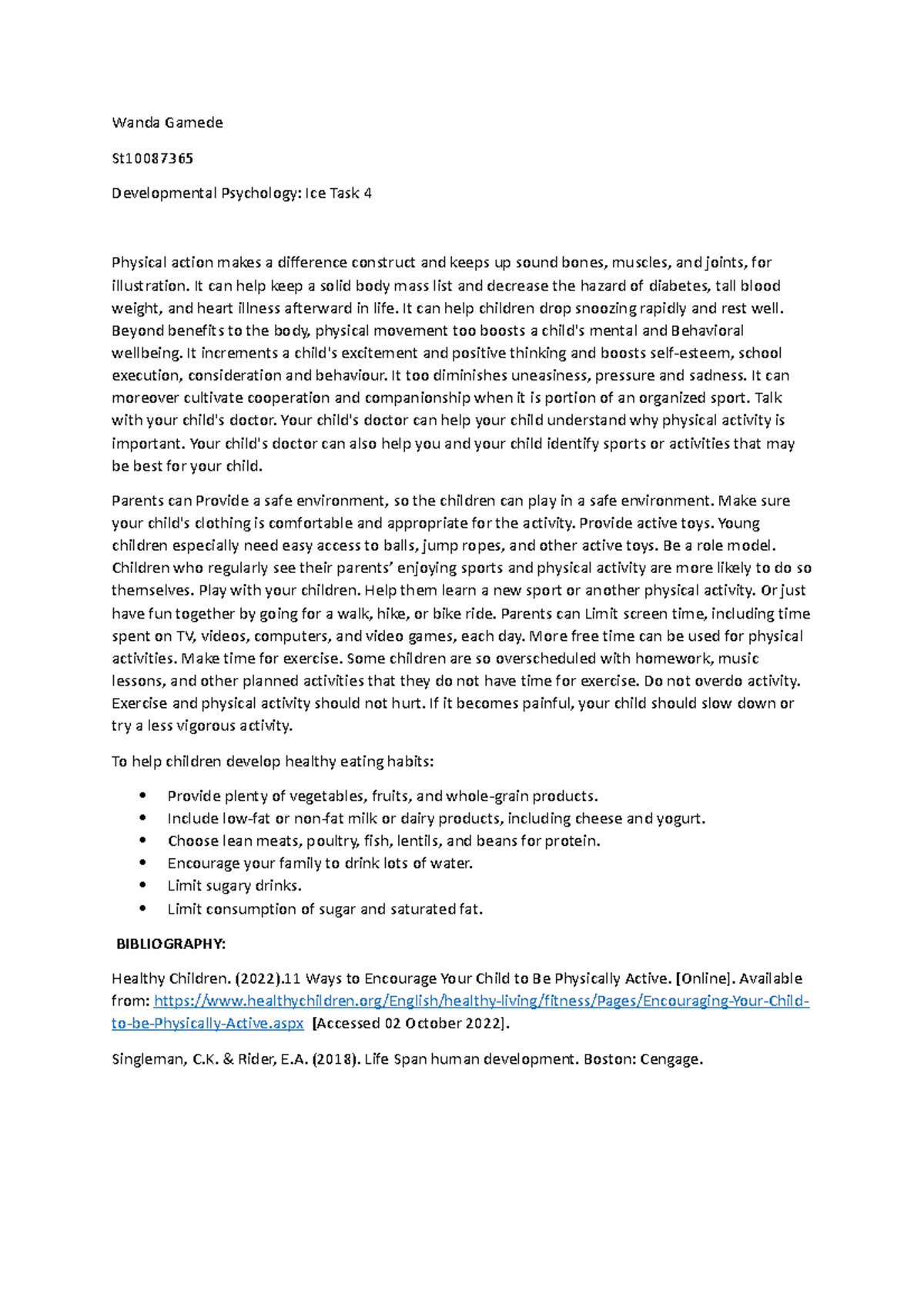 Ice task 4 dev psych - just use it - Wanda Gamede St Developmental ...