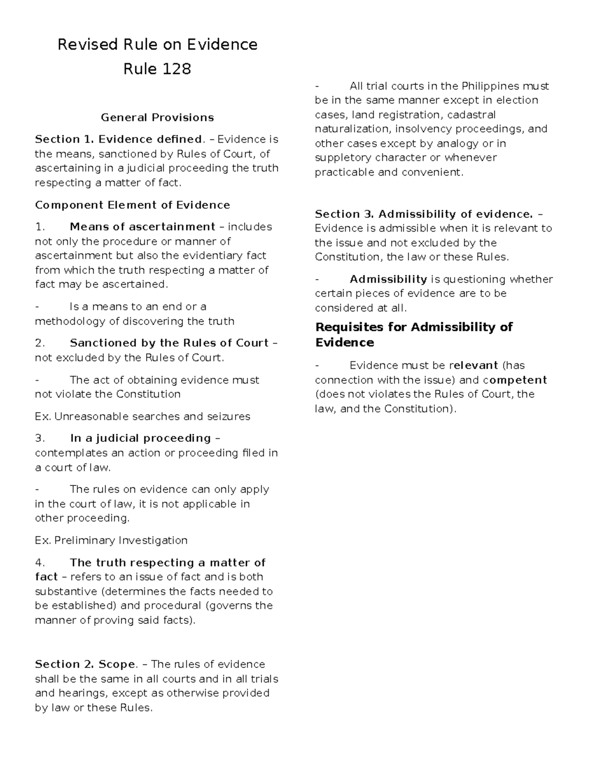 Criminal Evidence Reviewer - Revised Rule on Evidence Rule 128 General ...