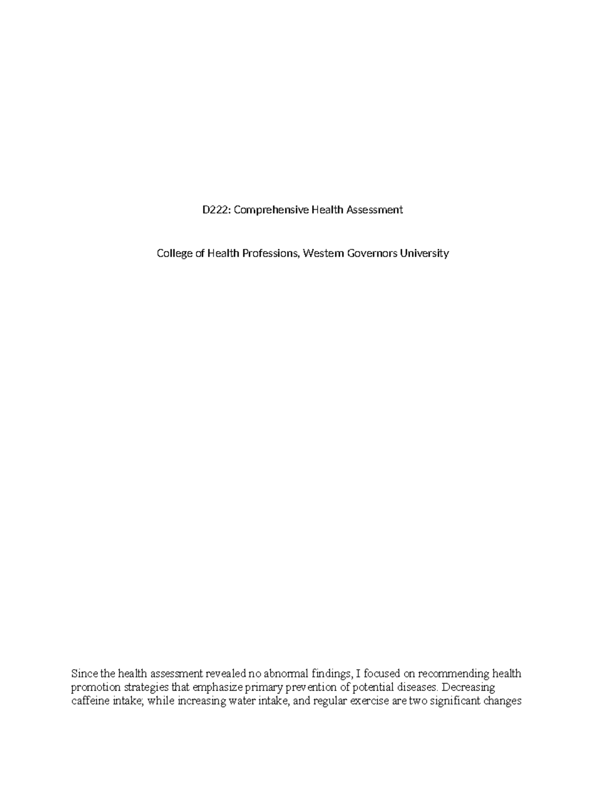 D222 - assessment tips for volunteer - D222: Comprehensive Health ...