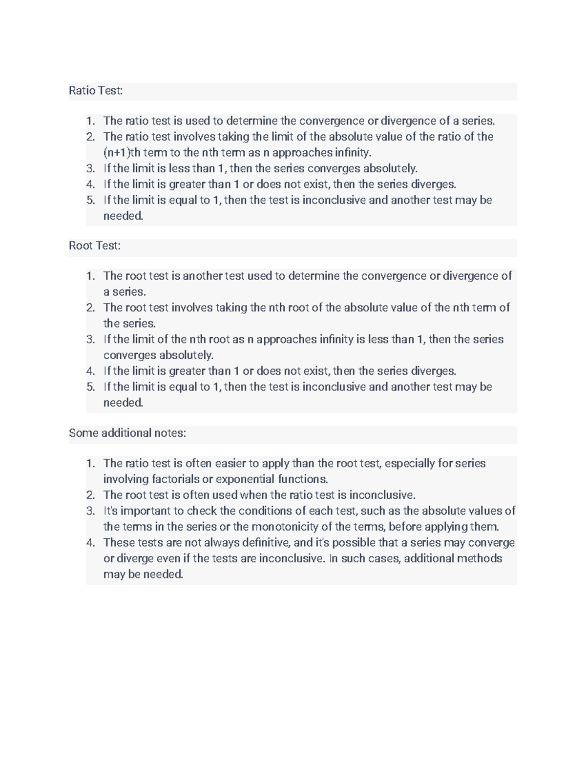 Ratio And Root Test - Ratio Test: The ratio test is used to determine ...