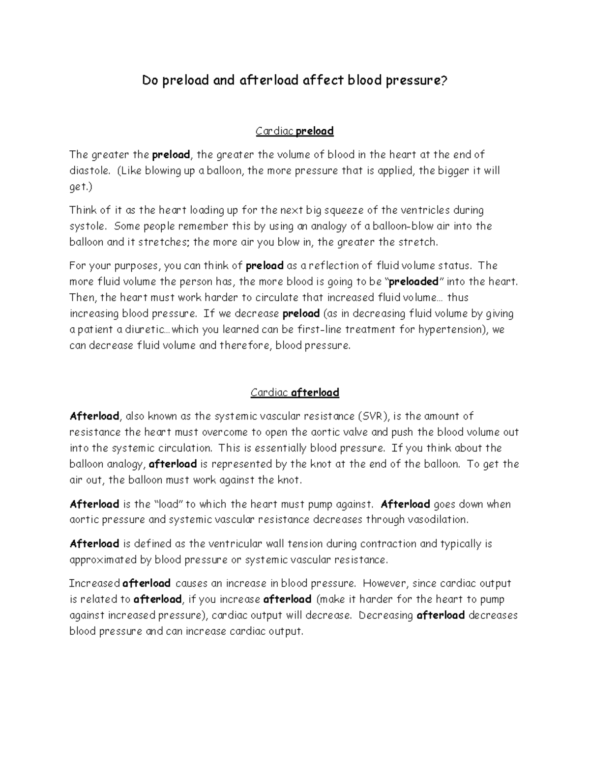 Preload and afterload affect blood pressure (3) - Copy - Do preload and ...