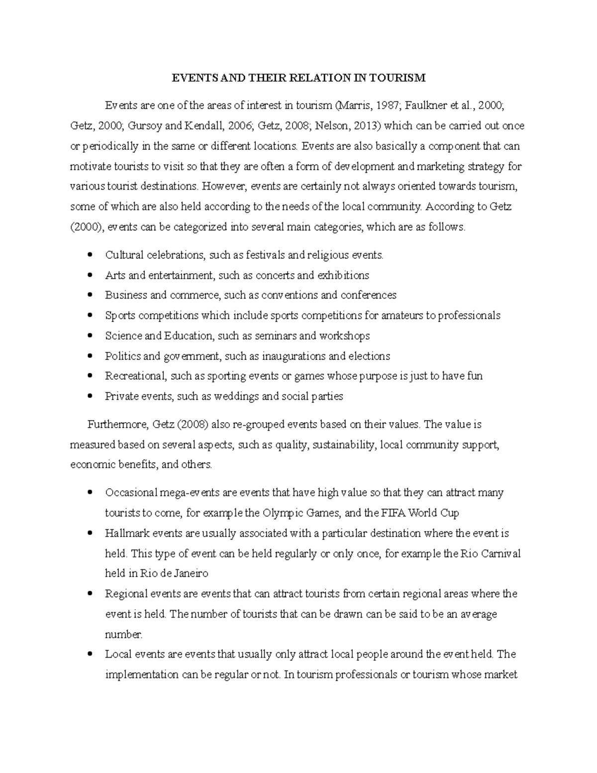 Events AND Their Relation IN Tourism - EVENTS AND THEIR RELATION IN ...