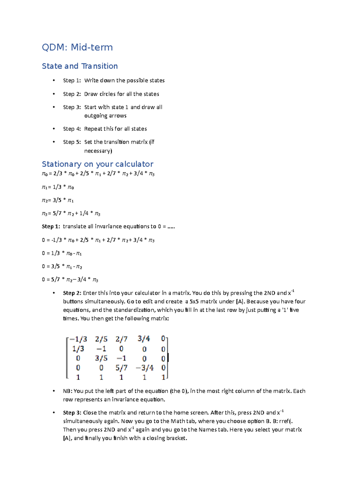 QDM Notes - Cheat Sheet voor het open boek tentamen - QDM: Mid-term ...