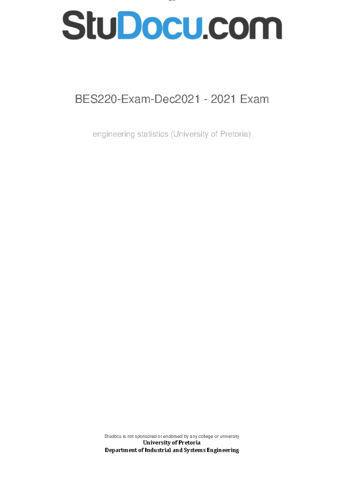 BES 220 Exam 2021 - Past paper - BES220-Exam-Dec2021 - 2021 Exam ...