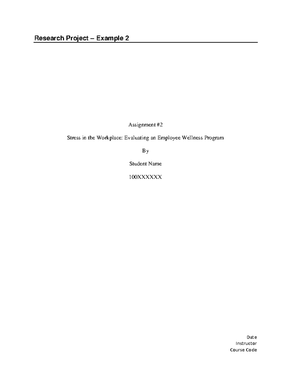 Research Project Example 2 - Date Course Code Instructor Research ...