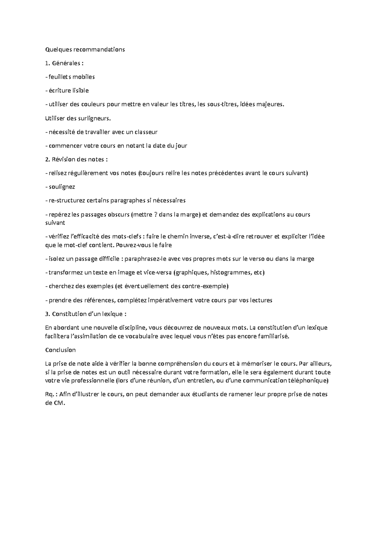 Comment prendre des notes et les réviser? - Quelques recommandations ...