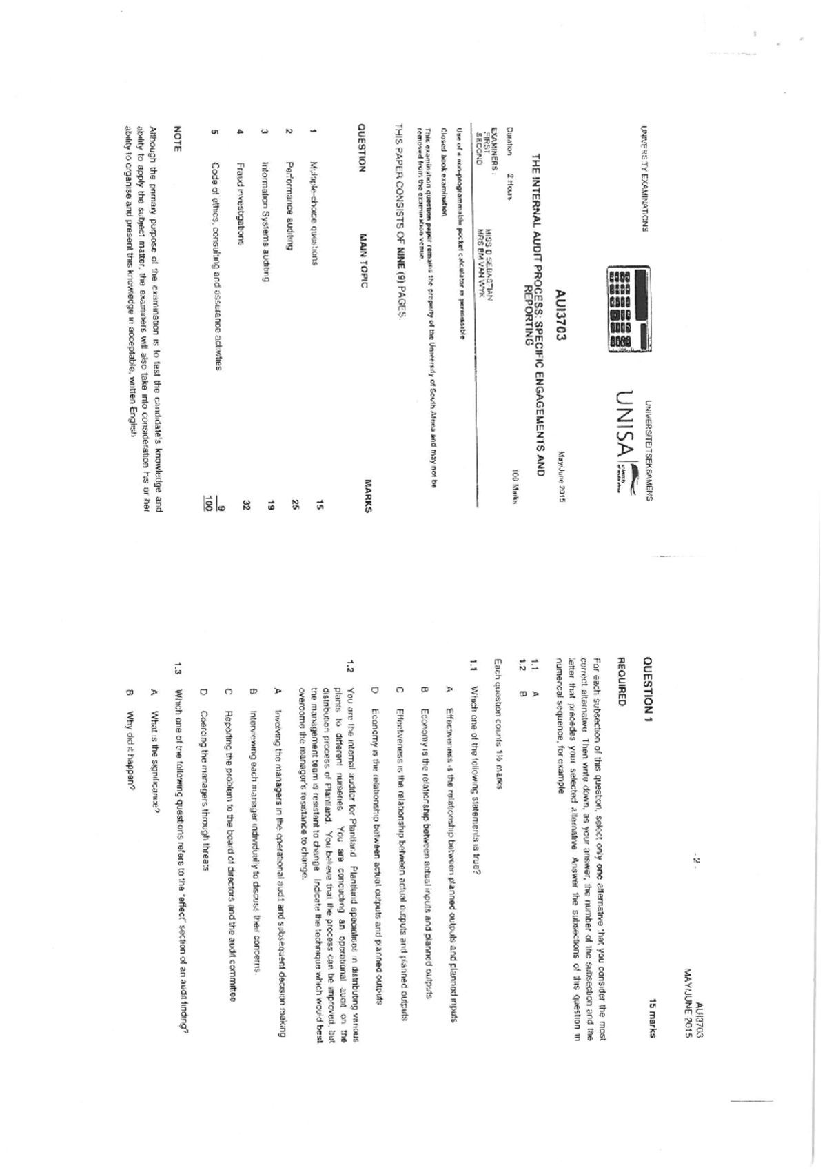 Exam October 2015, answers - AUI3703 - Studocu
