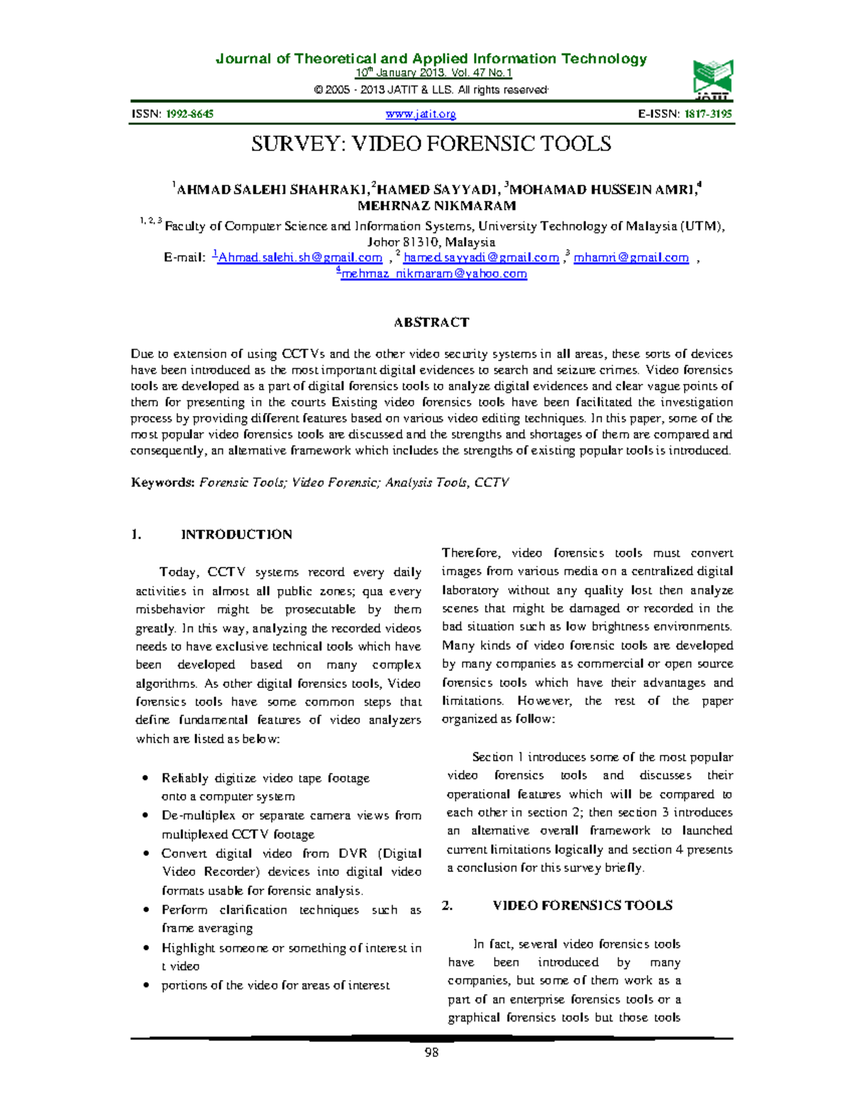 13Vol47No1 - this is my course - 10 th January 2013. Vol. 47 No. © 2005 ...
