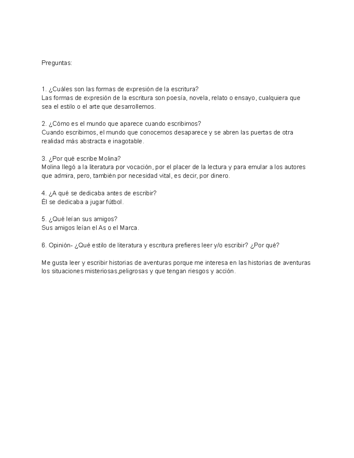 Preguntas - REPASO DE EXAMEN - Preguntas: ¿Cuáles son las formas de ...