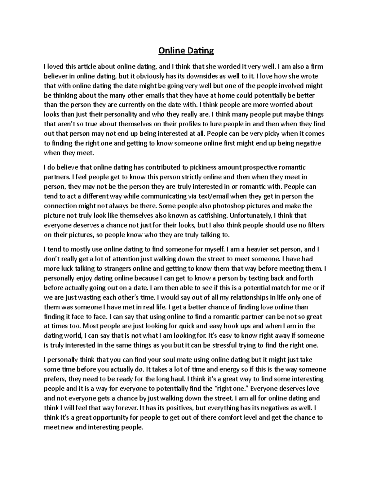 Document 38 - Online Dating I loved this article about online dating ...