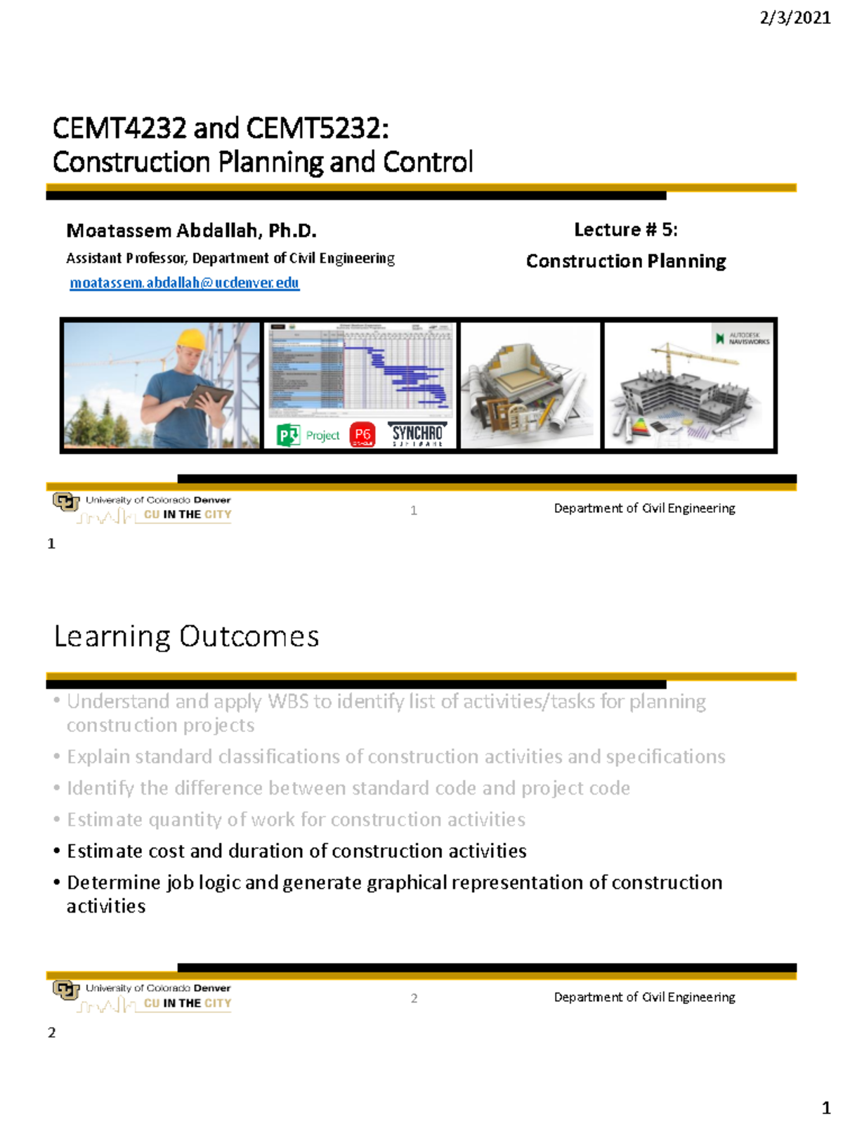 Construction Planning and Control Lec # 5 - Construction Planning-1 ...