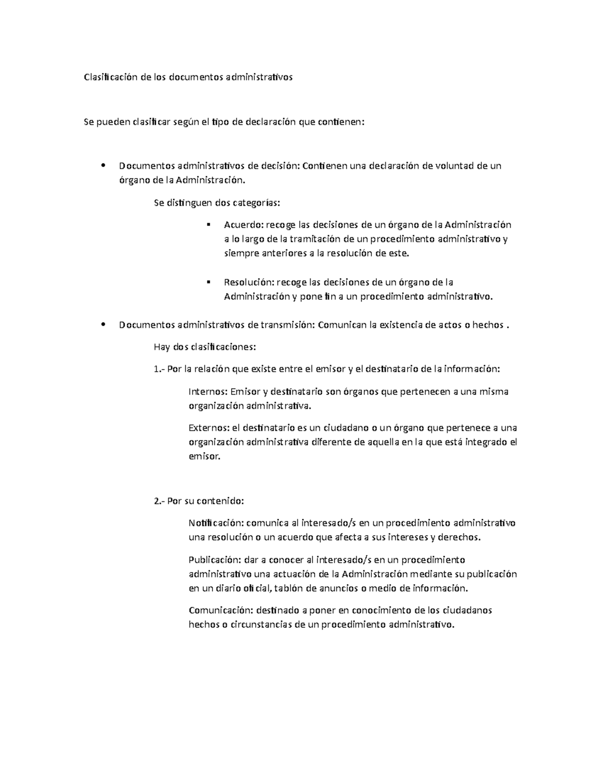 Clasificacion de documentos administrativos - Clasificación de los documentos administrativos Se ...