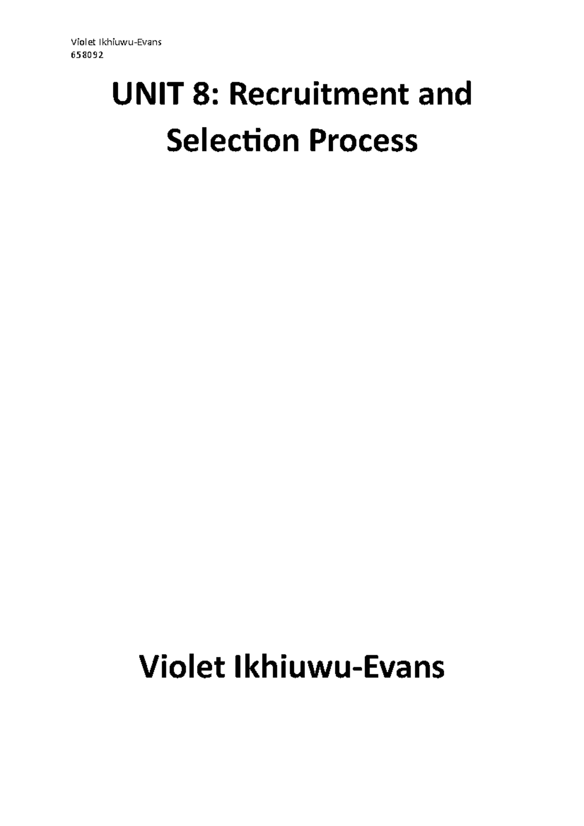 UNIT 8 cv new (1) - CV OF THIS - 658092 UNIT 8: Recruitment and ...