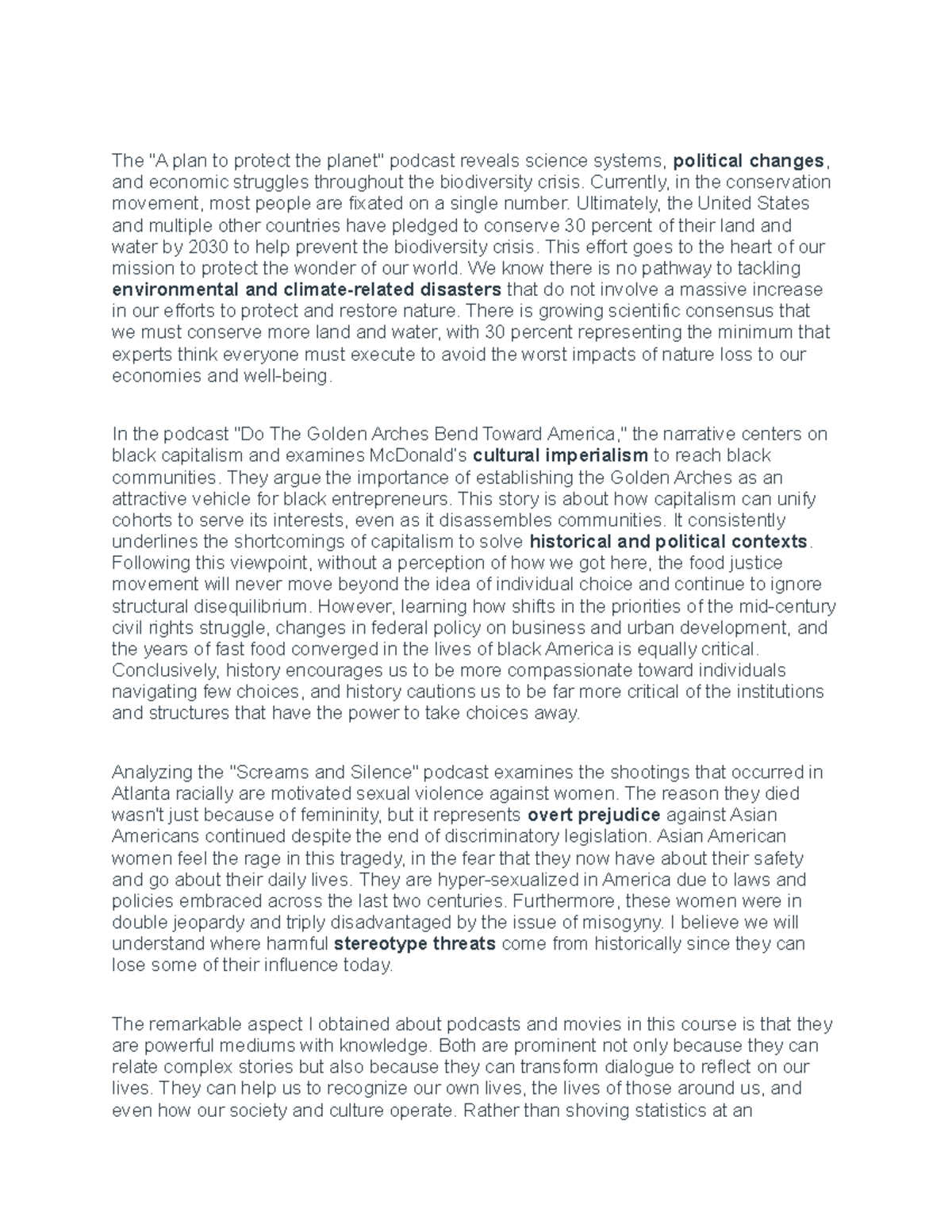 PMS Assignment - Lecture - The "A plan to protect the planet" podcast ...