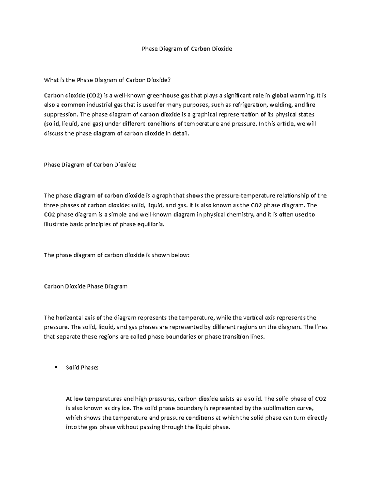 Phase Diagram Of Carbon Dioxide Worksheet Co2 Dioxide Answer