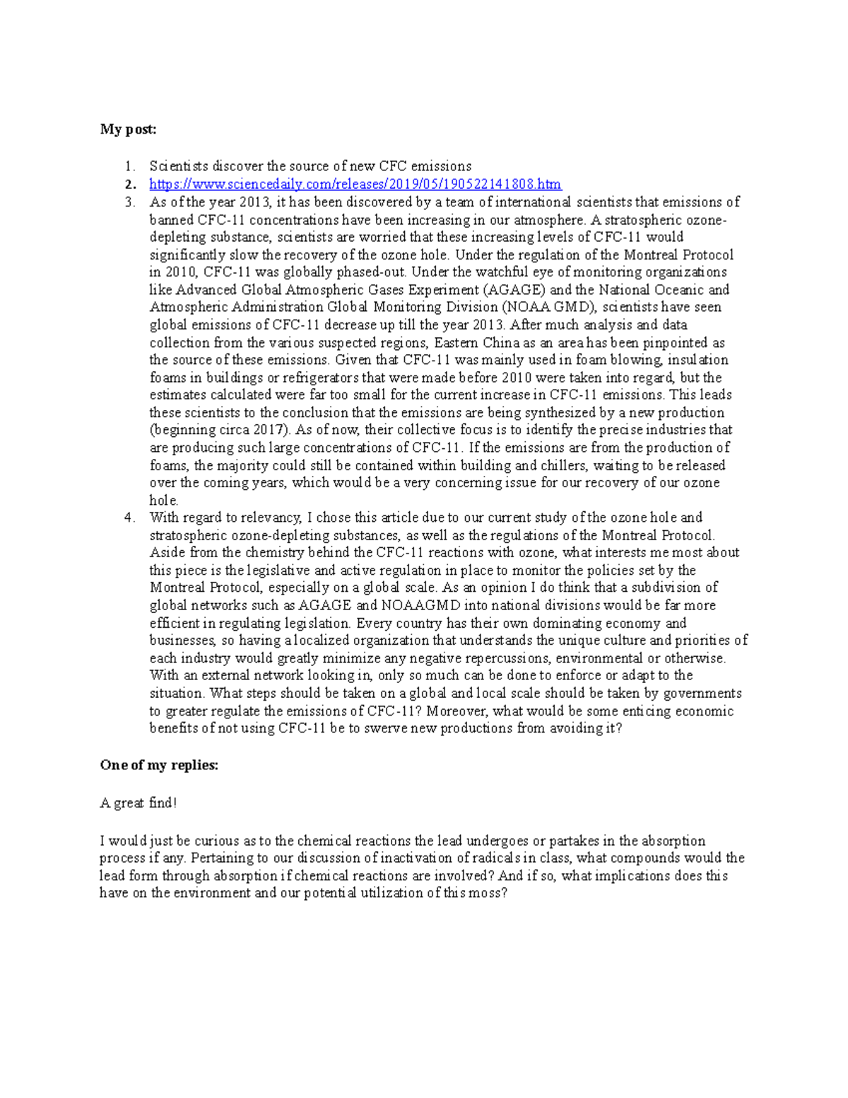 News Reflection Submission - Sean Potts - My post: Scientists discover ...