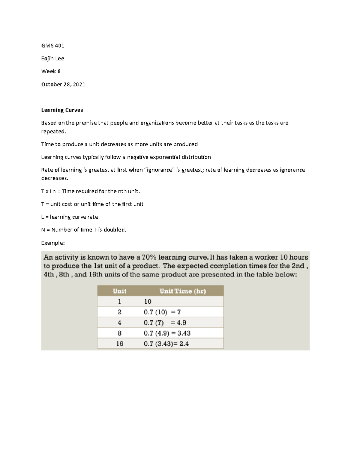 Week 6 Lecture Notes GMS 401 Operation Management - GMS 401 Eojin Lee ...