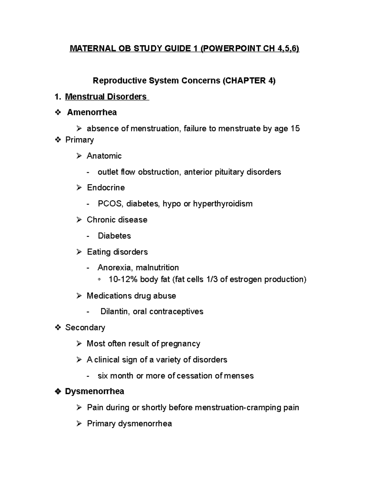 Maternal OB Study Guide 1 - MATERNAL OB STUDY GUIDE 1 (POWERPOINT CH 4 ...