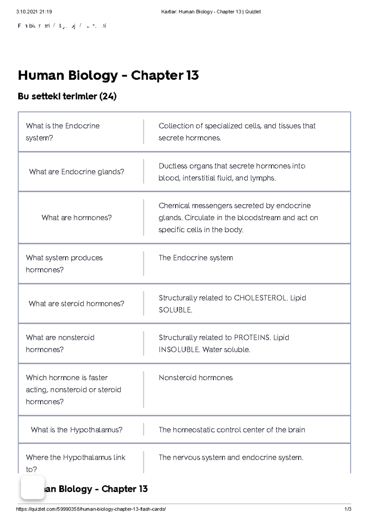 Ch13-quizlet - Chapter worksheets - Biology - Hacettepe - Studocu