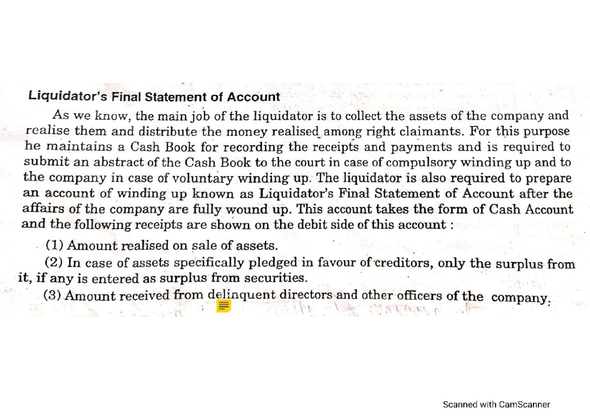 Liquitaors final statement of account - Final Statement of Account As ...